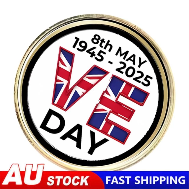 VE DAY 80TH Anniversary 1945-2025 Pin Badge Round Emblem Pin for Hat ...