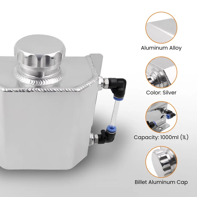UNIVERSAL 1 LITRE Aluminum Radiator Coolant Overflow Bottle Recovery ...