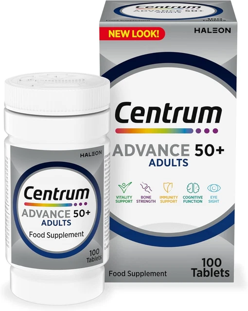 CENTRUM ADVANCE 50+ Tablets Multivitamin & Mineral 100 count (Pack of 1 ...