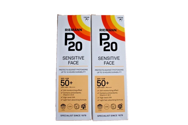 2 X RIEMANN P20 Sensitive Face SPF50+ Sunscreen Cream - 50 g £19.95 ...