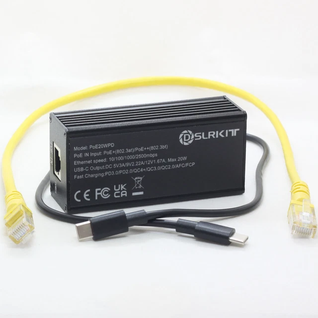 2.5GBPS POE SPLITTER to USB Type-c 20W PD3.0 PPS QC 4+/3.0 802.3at Fast ...