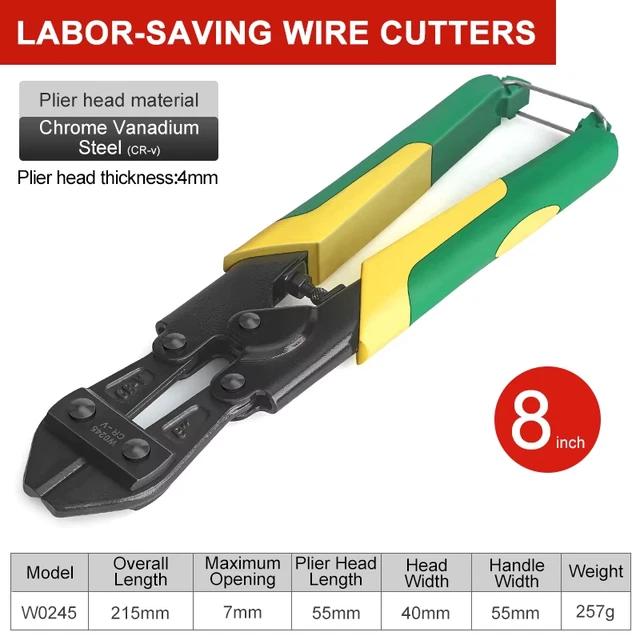 8& MINI BOLT Cutter Spring Loaded Small Heavy Duty Wire Cable Cutter ...