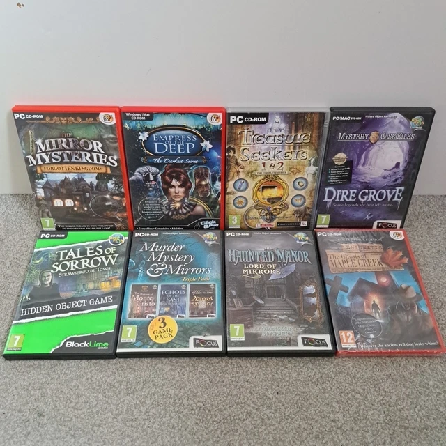 8X HIDDEN OBJECT Point & Click PC Game Bundle Mystery Big Fish Puzzle ...