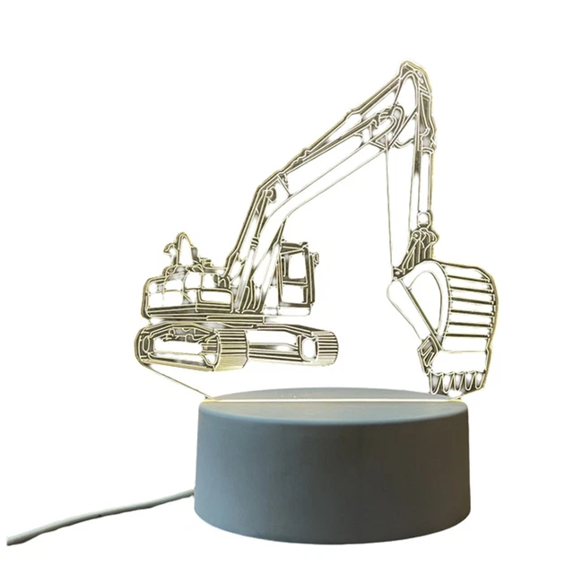 3D ACRYLIC LIGHT Excavator Truck with Night Light Base Kids ...