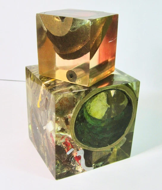 VINTAGE PIERRE GIRAUDON 1970’s Mid Century Modern Resin Inclusion Cubes ...