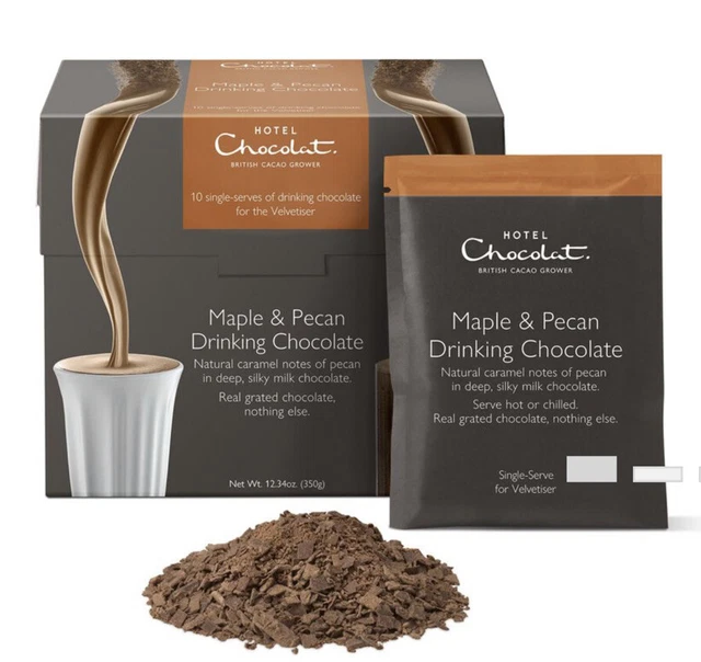 10 HOTEL CHOCOLAT POD Maple & Pecan Hot Chocolate Sachets DRINKING ...