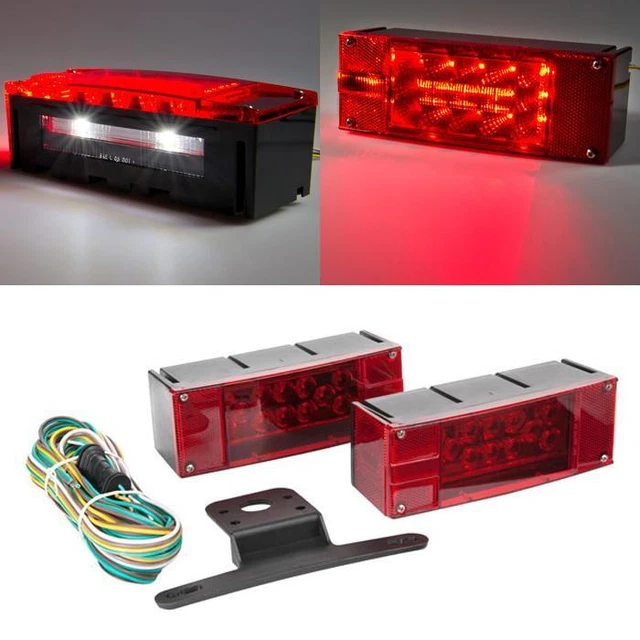 RECTANGLE LED SUBMERSIBLE Low Profile Light Kit Trailer Stop Brake Boat ...