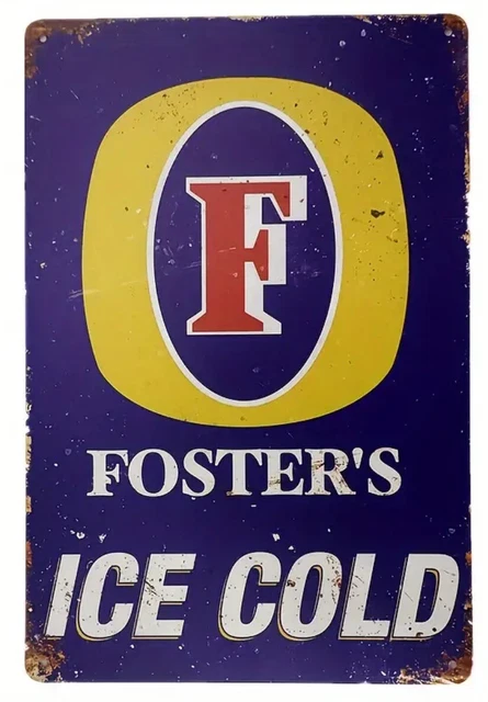 FOSTERS ICE COLD Lager Beer Distressed Tin Sign 8"X12" $10.97 - PicClick