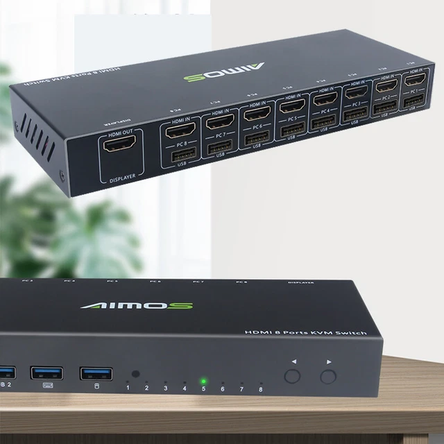 4K 8PORTS HDMI KVM Switcher HDMI Splitter Switch Multi-function USB LAN ...