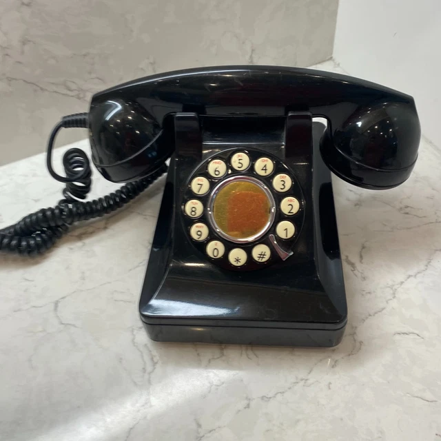 VINTAGE MICROTEL PHONE Model 999 Black Coiled Rotary Push Button ...