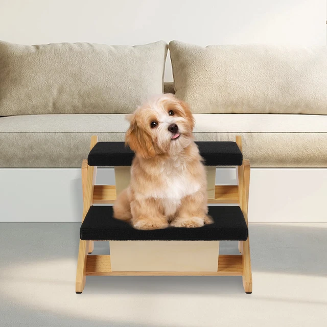 FOLDABLE WOODEN PET Ramp Freestanding Cat Dog Wood Steps Ladder Stairs ...