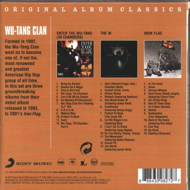 WU TANG CLAN ORIGINAL ALBUM CLASSICS TRIPLE CD 3CD, 3 album set ...