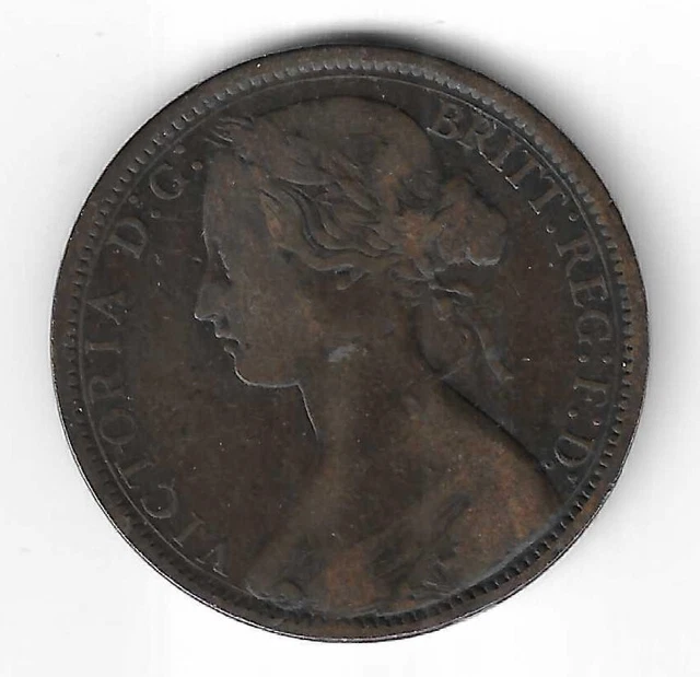 VICTORIA YOUNG HEAD 1871 Coinage Bronze One Penny 1d British Victorian ...
