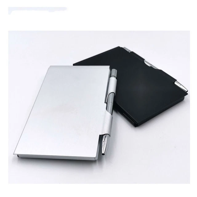 ALUMINUM POCKET NOTEBOOK Metal Travel Notepad with Pen Holder Mini ...
