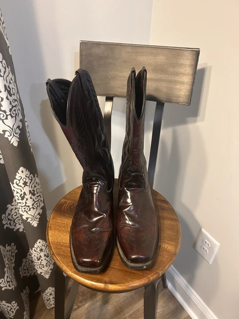 MEN'S LAREDO COWBOY Boots Mahogany Brown Leather Size 12 D Square Toe ...