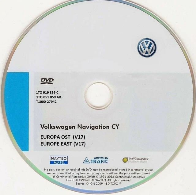 RNS510 / RNS810 Dvd Mappe V17 Europa 2020 East/West Gps Volkswagen Seat ...