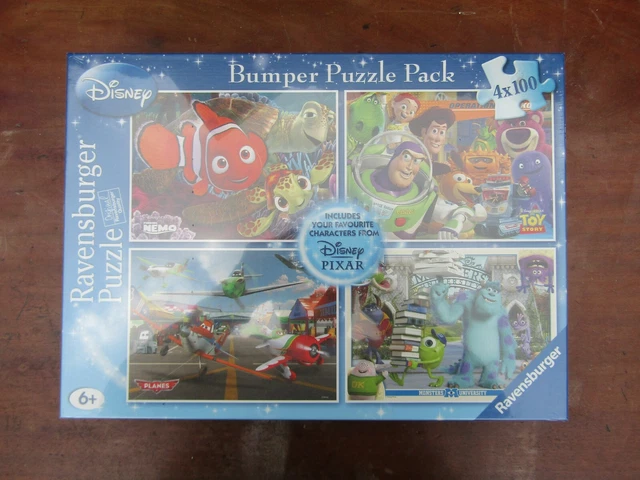 RAVENSBURGER DISNEY PIXAR 4 x 100 piece Jigsaw puzzle set - New and ...