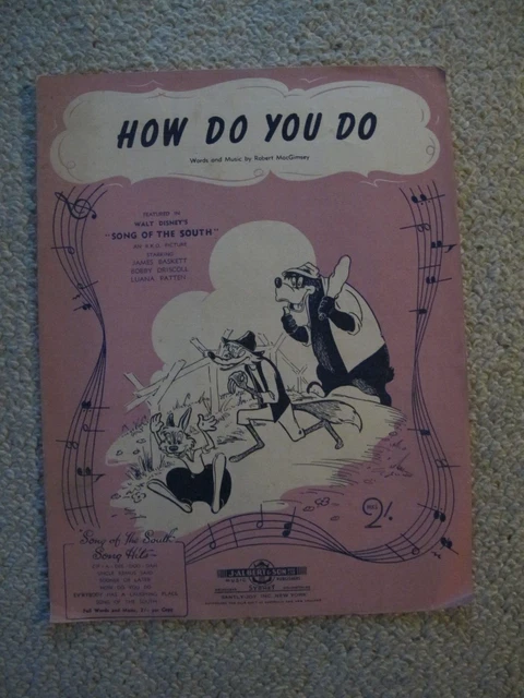 HOW DO YOU Do - Robert MacGimsey - Rare Walt Disney Song of the South ...
