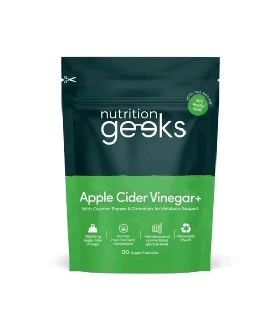 NUTRITION GEEKS APPLE Cider Vinegar+ For Metabolism Support - 90 Vegan ...