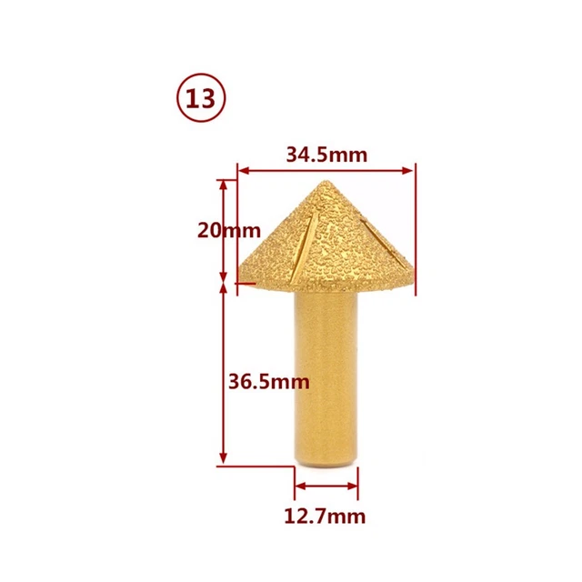 GOLDEN VACUUM BRAZED Router Bits for Granite Marble Profiling 12 Shank ...