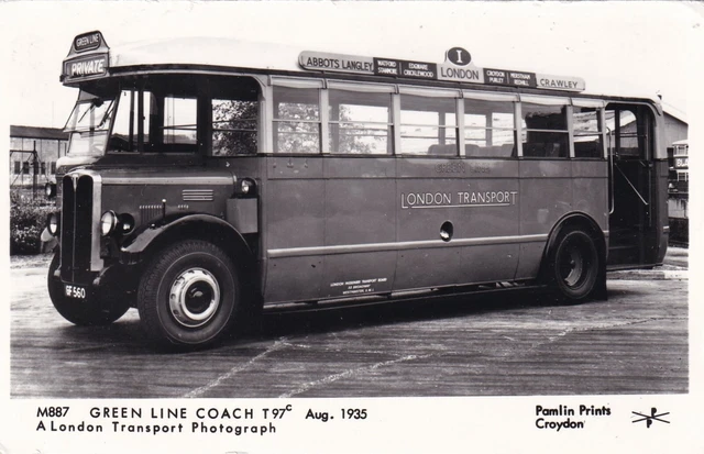 LONDON TRANSPORT GREEN Line Coach T97 1935 Pamlin repro photo postcard ...