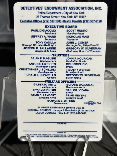 2024 NYPD DETECTIVE DEA Courtesy Card Collectible Brand New £46.88 ...