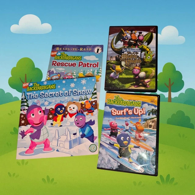 BACKYARDIGANS LOT 2 DVDs + 2 Books Nick Jr Kids Bundle Surf’s Up ...
