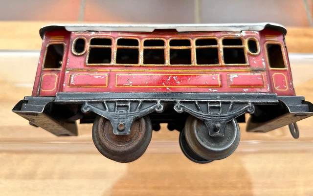 VINTAGE TIN MODEL Train Coach Red Antique Toy O /MO Gauge £9.99 ...