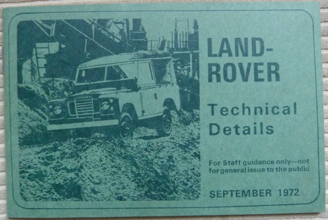 LAND ROVER TECHNICAL Details original brochure September 1972 £10.99 ...