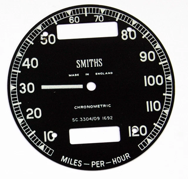 SMITHS CHRONOMETRIC 0-120 mph trip speedometer dial SC3304-09-1692 ...