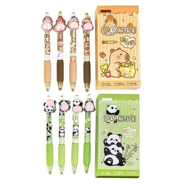 4 PCS 0.5MM Gel Pen Capybara Neutral Pen Black Ink Pen Cartoon Panda ...