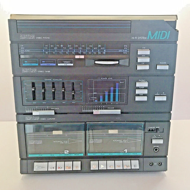 VINTAGE AMSTRAD MD-2000 TM77 Stereo HiFi System Turntable Cassette ...