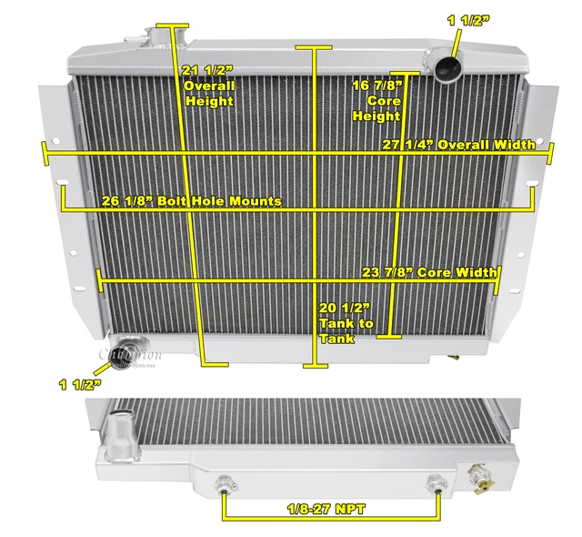 JAMN CHAMPION 2 Row All Aluminum Radiator for 1981 1982 Jeep CJ5 #EC58 ...