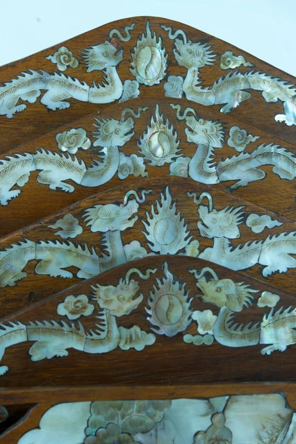 ANCIENNE BOITE PORTE courrier lettre Indochine Nacre Chauve souris ...