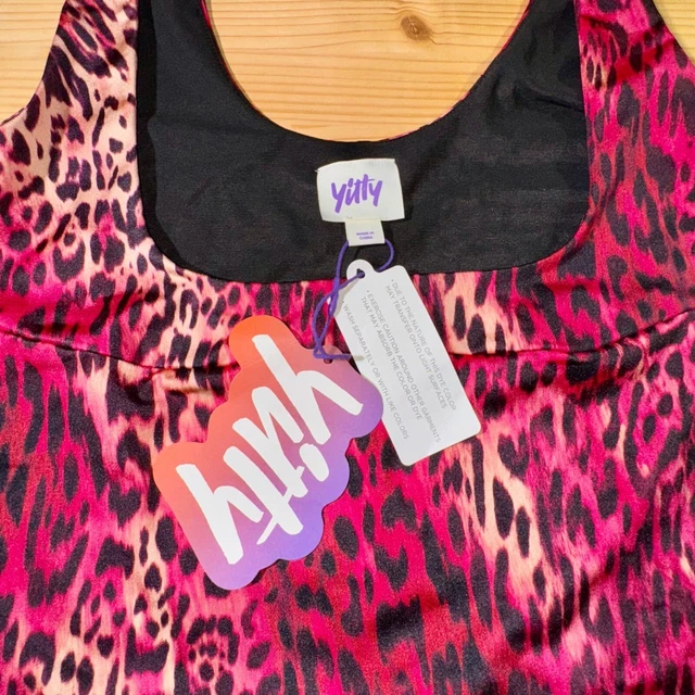 NWT YITTY HEADLINER Shaping Open Bust Thong Bodysuit Pink Animal Print ...