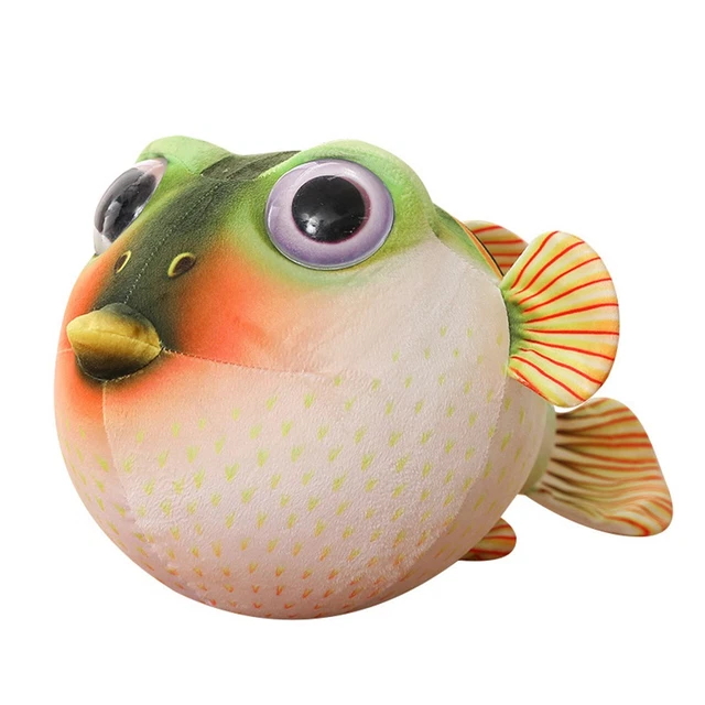 CUTE PUFFER FISH Plush Toy Cartoon Soft Stuffed Animal Fluffy Toy Throw ...