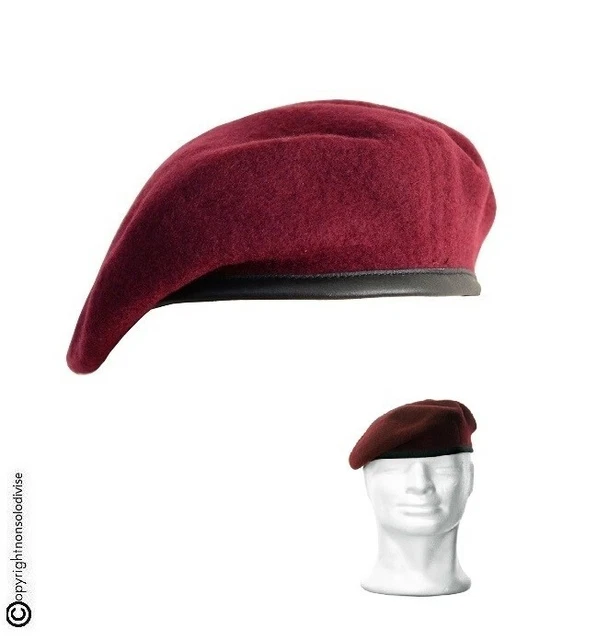BASQUE MILITARY BERET Red Amaranth Leather Curb Paratroopers GPG IPS ...