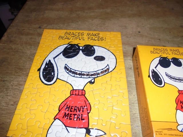 VINTAGE 1971 SPRINGBOK Peanuts Snoopy Braces Make Beautiful Faces 100Pc ...