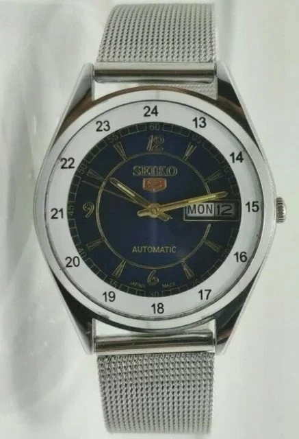 SEIKO 5 AUTOMATIC Cal-7009 17J Blue Color Dial Day-Date Japan Man's ...