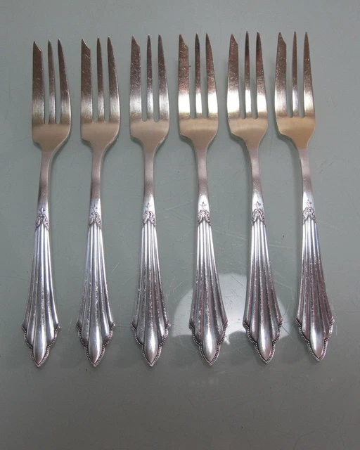 6 KUCHENGABELN WMF Fächermuster Fächer Model 900 Zinken vergoldet (003 ...