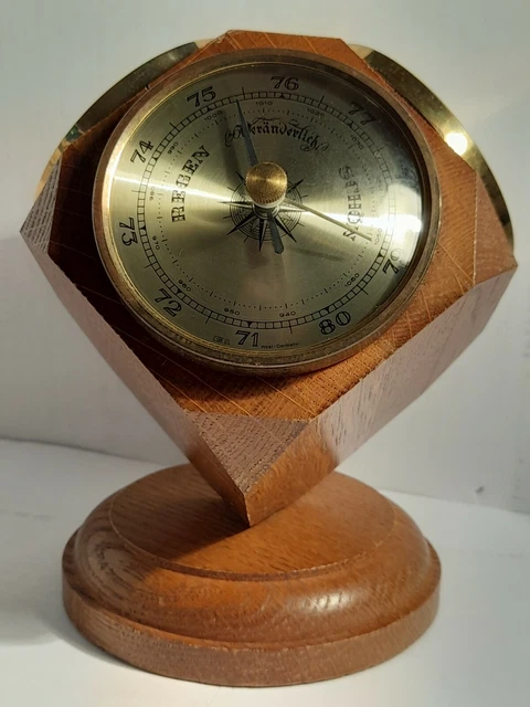 VINTAGE GERMAN DESKTOP Barometer Thermometer Moisture Meter Oak Works £ ...