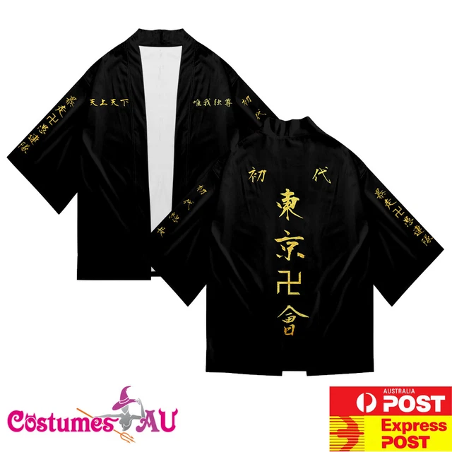 MENS ANIME TOKYO Revengers Cosplay Costume Black Cloak Kimono Robe ...