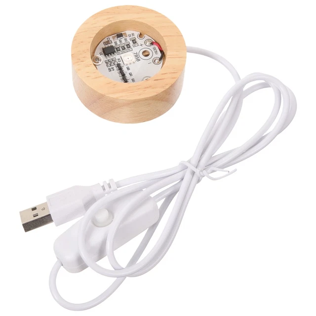 WOOD LED LIGHT Base Table Crystal Lamp Base USB Charging Light Base for ...