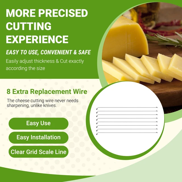 STAINLESS STEEL CHEESE Slicer with 8 Wire Cheese Cutters for Cheese3311 ...