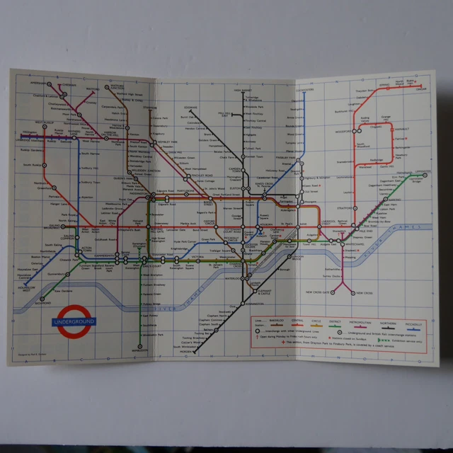 LONDON TRANSPORT UNDERGROUND Tube Map Diagram of Lines 1968 No 1 £19.99 ...