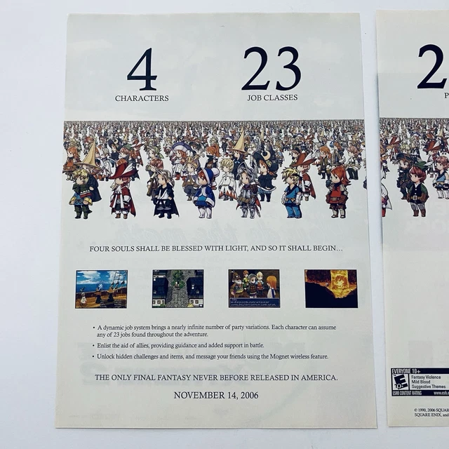 FINAL FANTASY III Nintendo DS Game Promo Poster 2000s Rare Print Ad ...