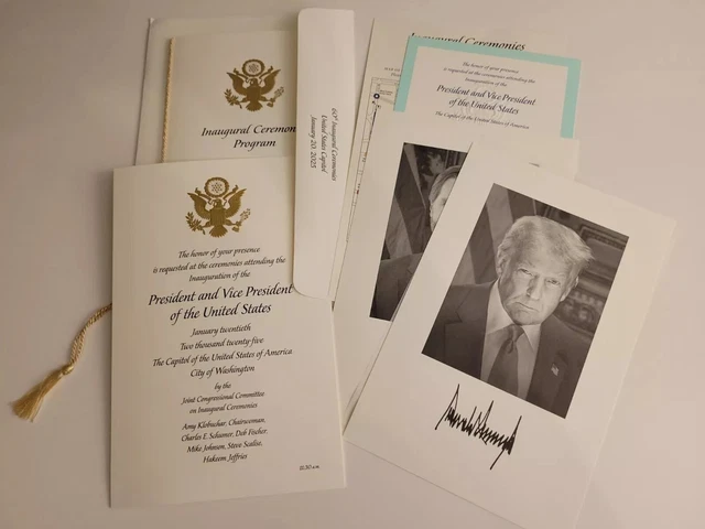 2025 OFFICIAL TRUMP Vance Inauguration Invite Program Package Turquoise ...