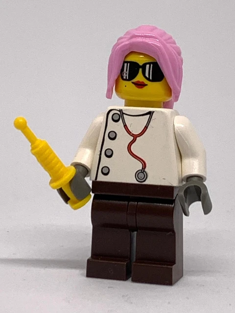 LEGO® USED MINIFIGURE City Lady Doctor Syringe Stethoscope White Top ...