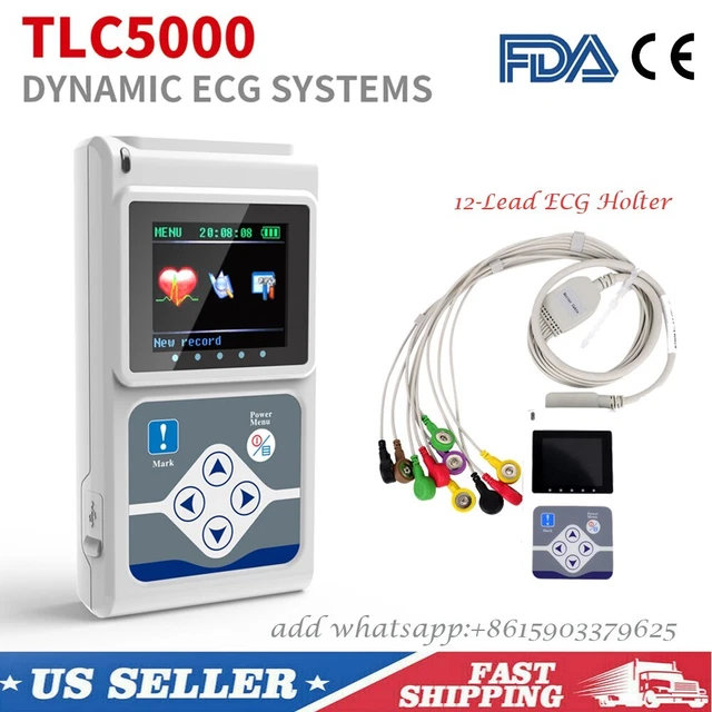 CONTEC TLC5000 DYNAMIC 24 hours 12 Lead ECG/EKG Holter Monitor Alalyzer ...