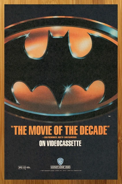 1989 BATMAN VHS vidéo imprimé annonce/affiche Tim Burton Michael Keaton ...